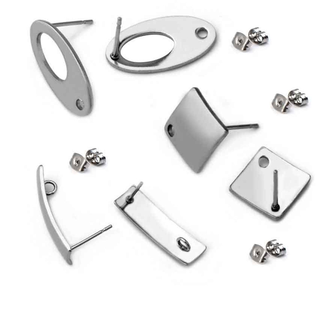 30pcs Surgical Stainless Steel Geometric Earring Studs,oval Base With ...