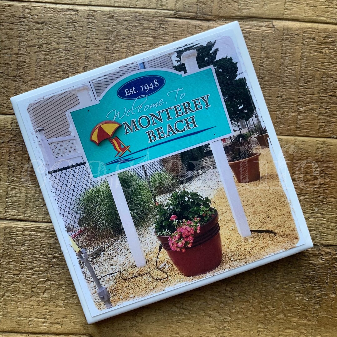 Monterey Beach: Monterey Beach Welcome Sign Coaster - Etsy