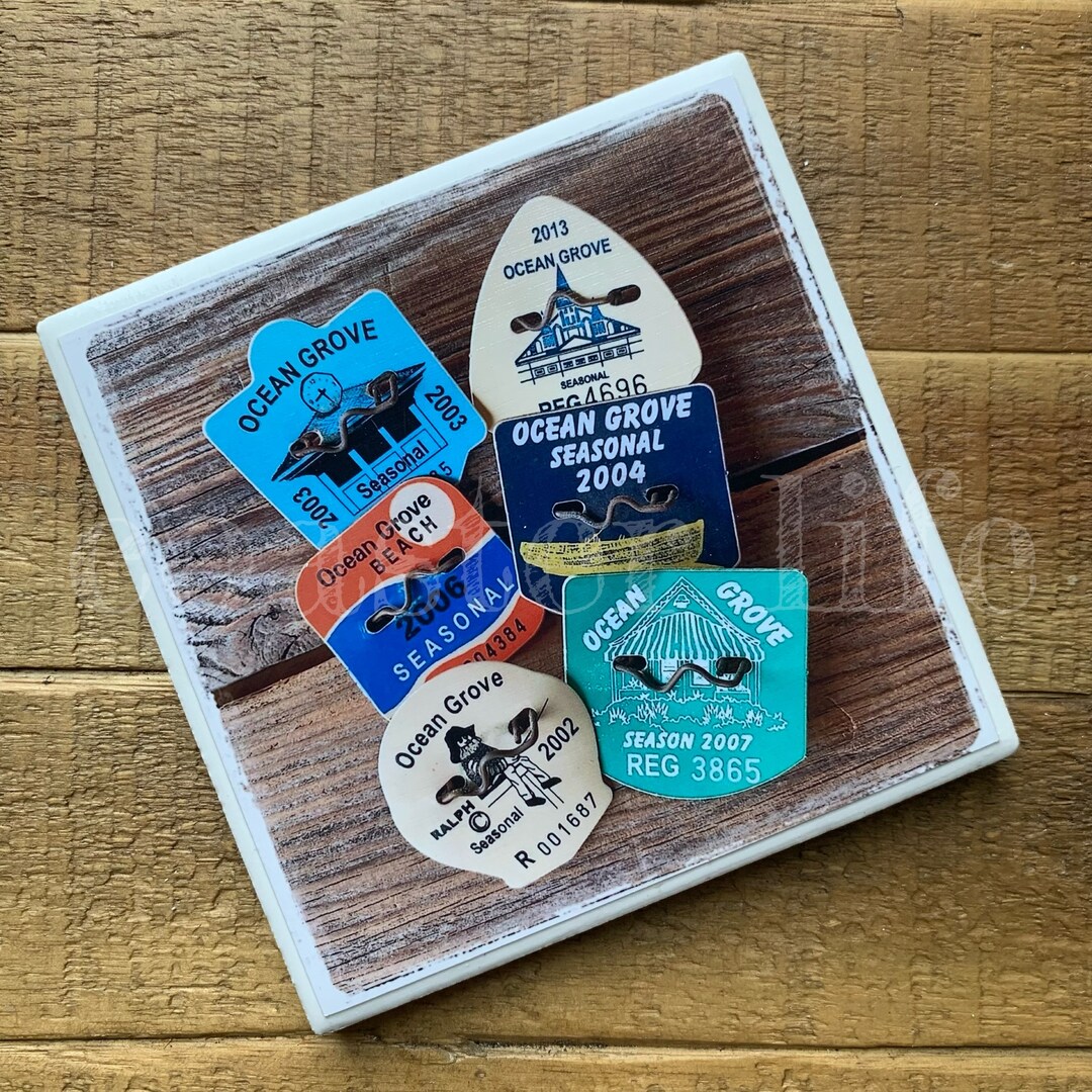 Ocean Grove: Ocean Grove Beach Badge Tile Coaster - Etsy