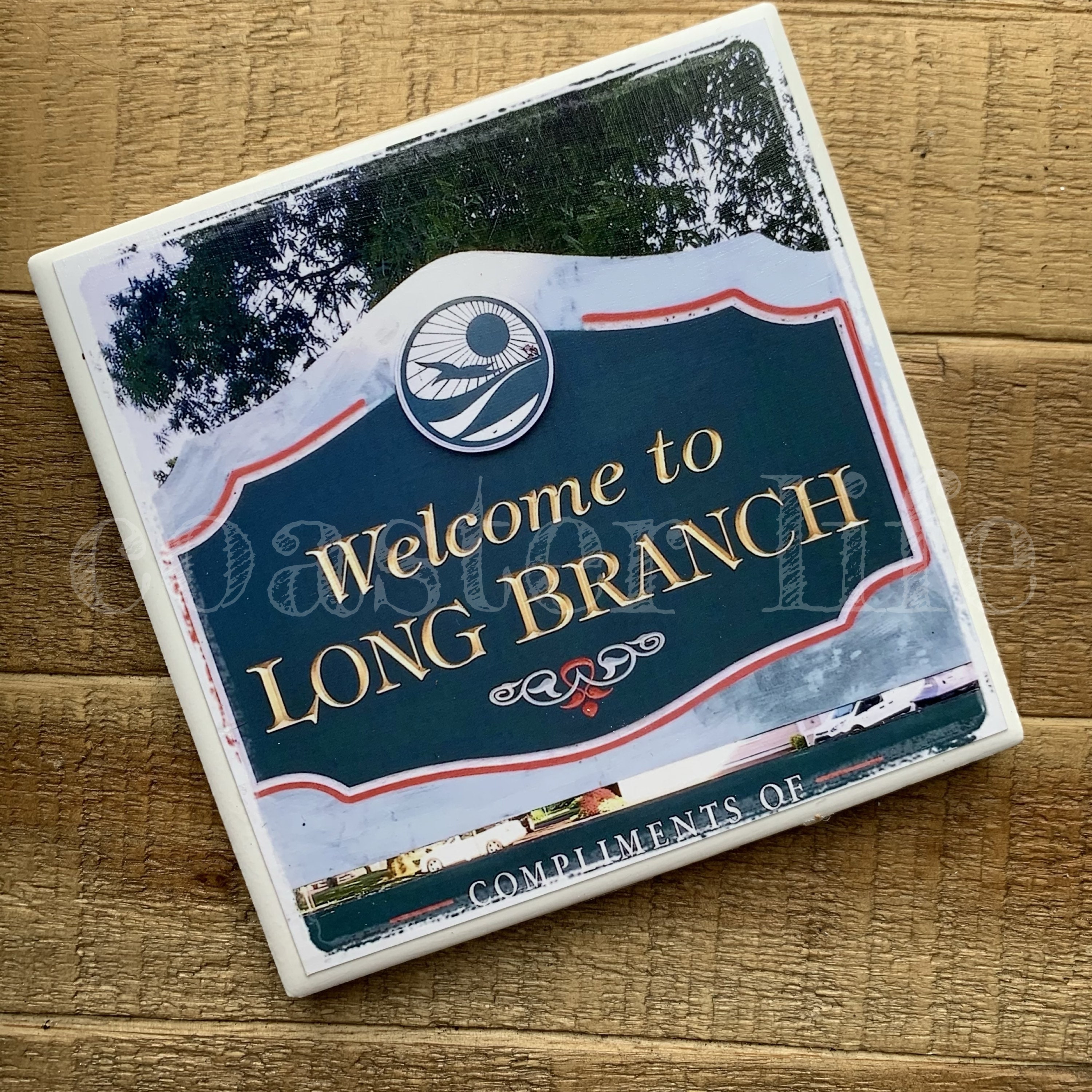 Long Branch: Welcome to Long Branch Sign Tile Coaster - Etsy UK