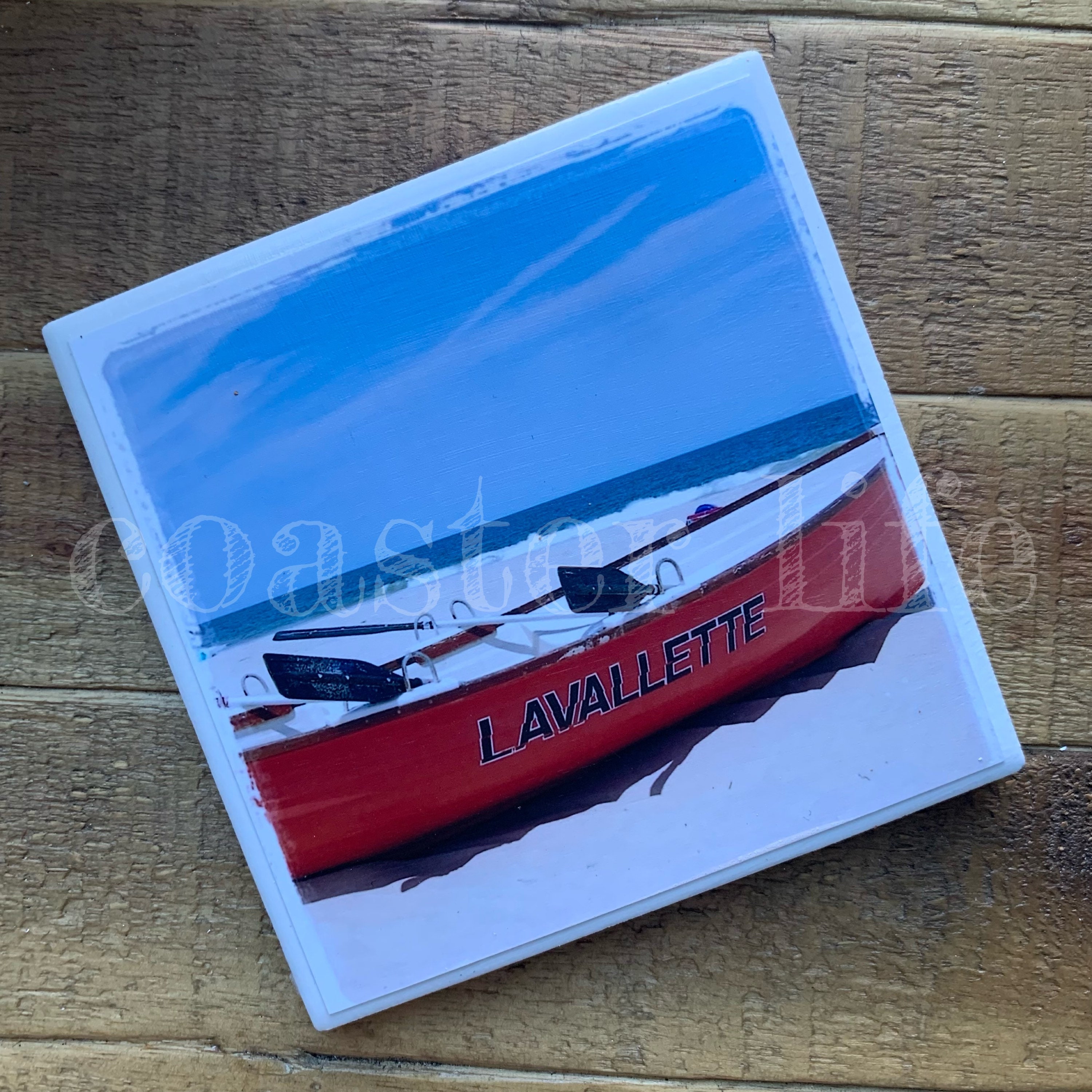 Lavallette: Lifeguard Boat Tile Coaster - Etsy