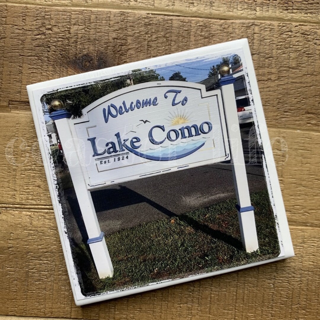 Lake Como: Welcome Sign Tile Coaster - Etsy