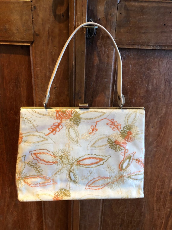 Vintage early 1960s Large Embroidered Handbag | Embro… - Gem