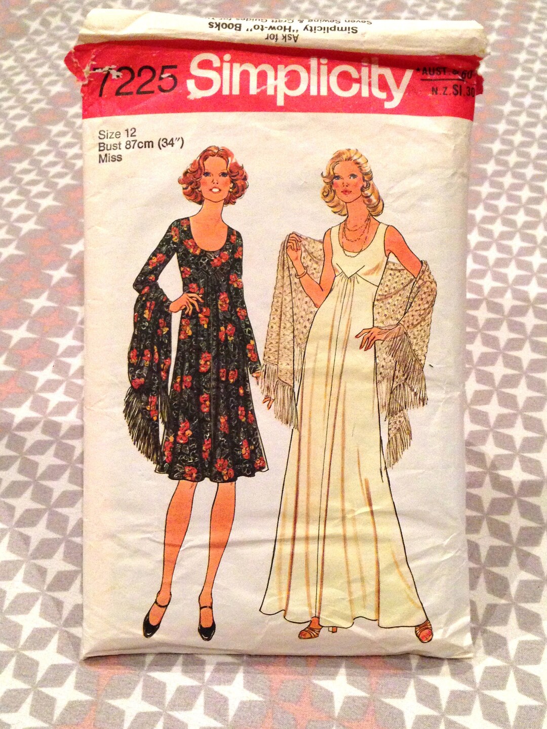 Vintage 1976 Simplicity 7725 Maxi Dress & Shawl Sewing Pattern - Etsy