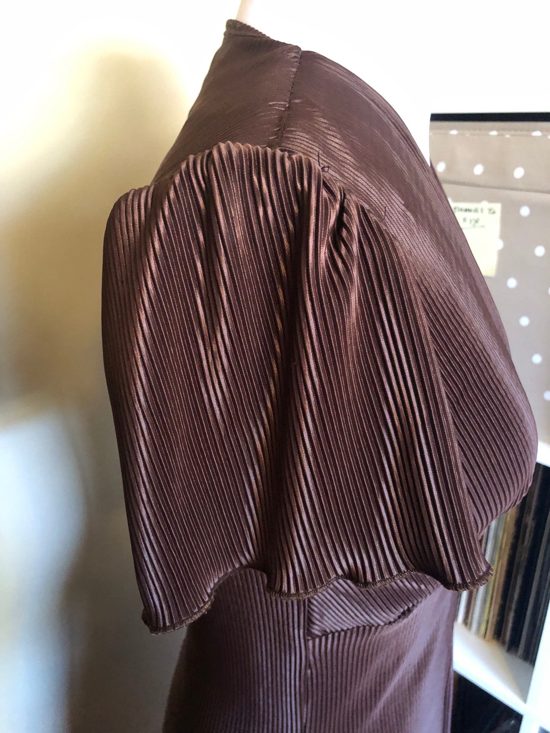 Reproduction 1940s Mini Pleat Fabric Brown A-line Dress 33-35 Bust ...