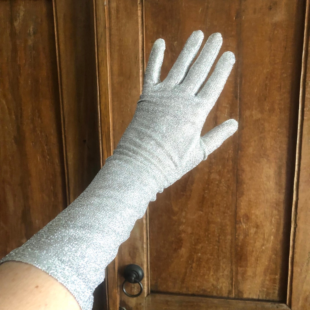 Vintage Late 1950s Silver Lurex Thread 8-button Length Ladies Evening ...