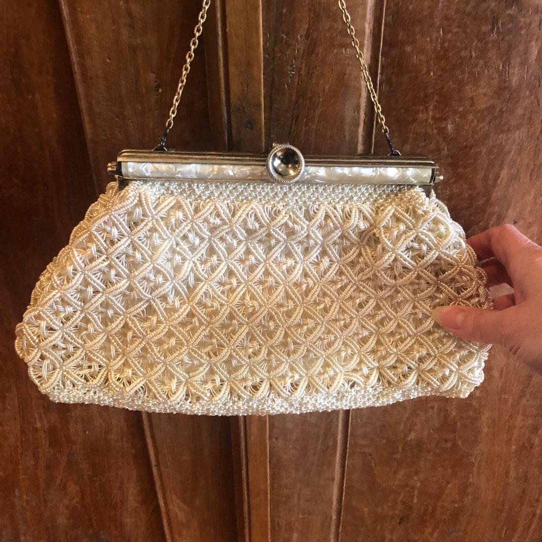 Vintage 1950s Cream Crocheted Nylon Hand Bag 1950s Hand Bag - Etsy