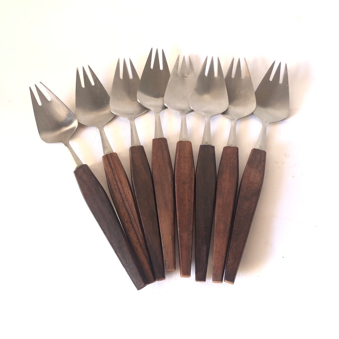 Vintage 1960s Forks With Teak Handles Set of 8 1960s Forks - Etsy