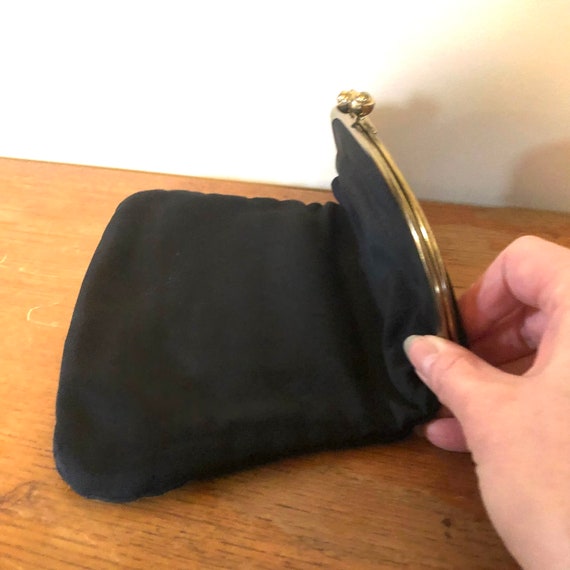 Vintage Late 1940s Black Rayon Evening Clutch Bag | 1… - Gem