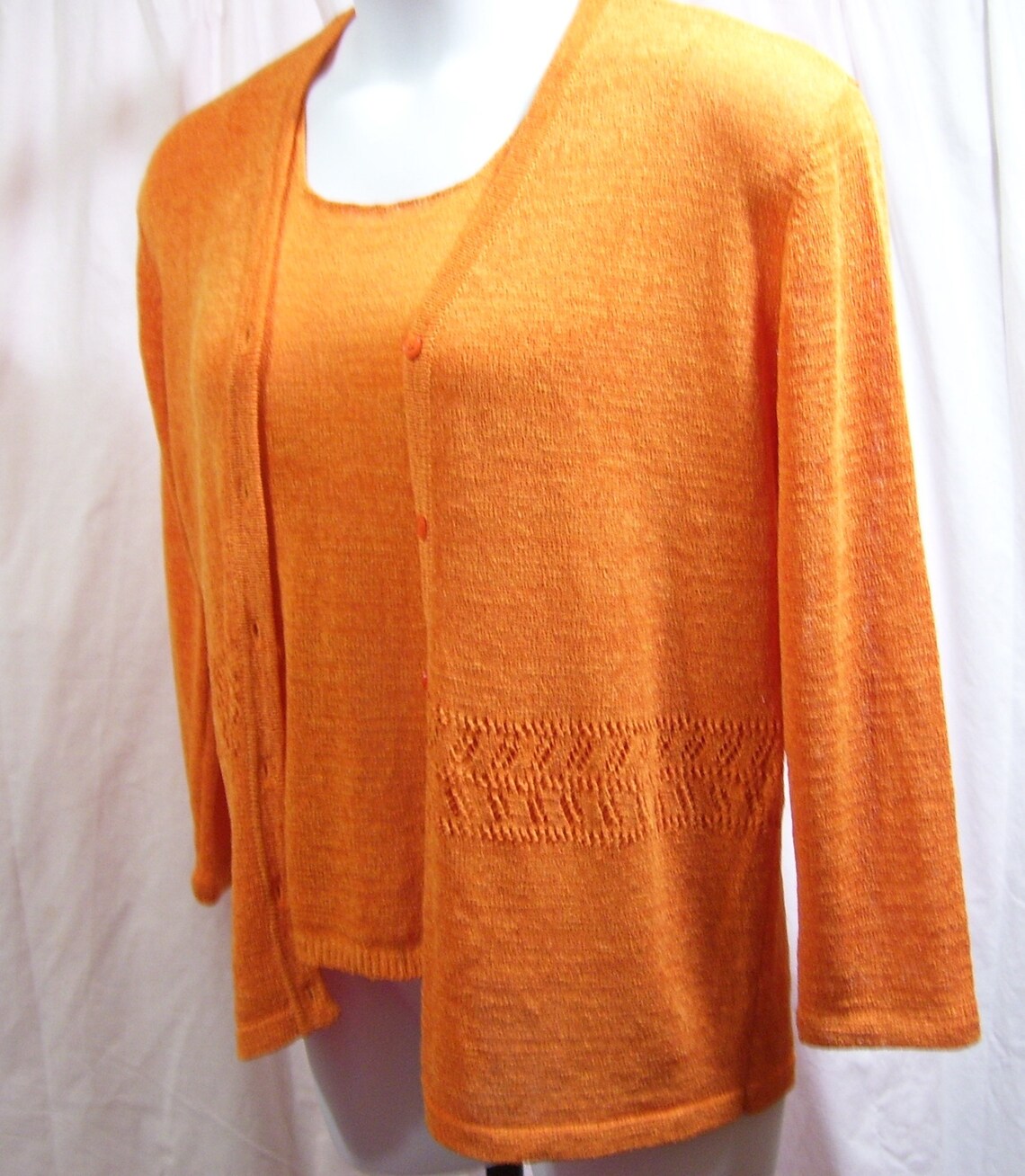 Silk Club Collection Sweater Twin Set Cardigan Shell Melon | Etsy