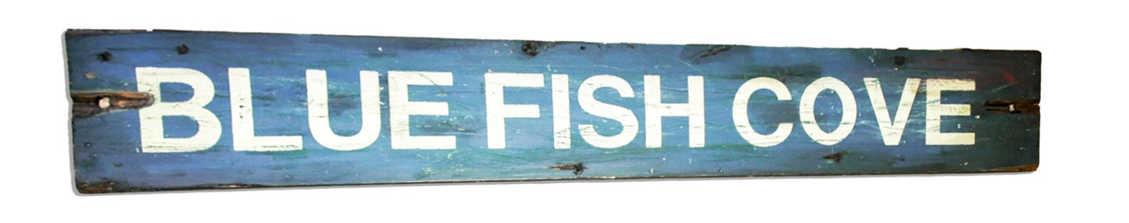Blue Fish Cove Reclaimed Wood Sign - 72" Blue Distressed Sign - Etsy