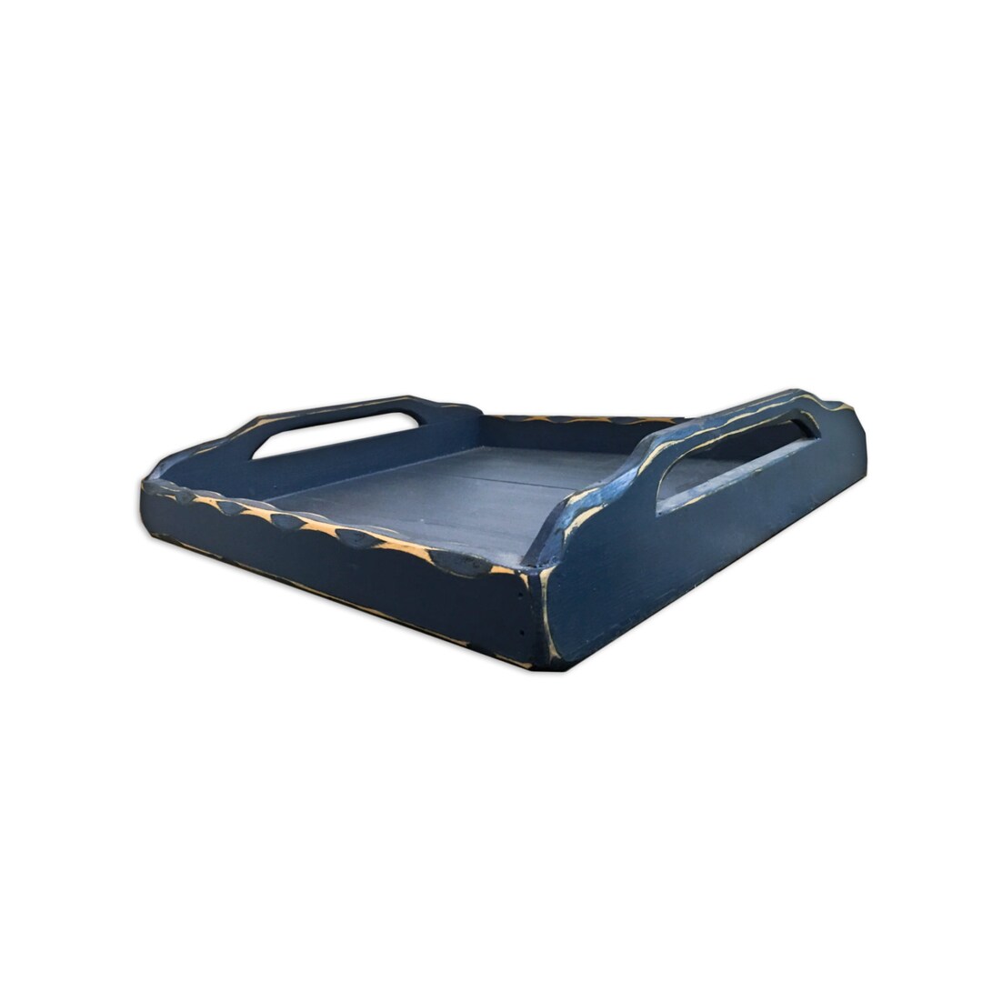 Rustic Wooden Tray. Large Serving Tray. Distressed Wood in Navy - Etsy