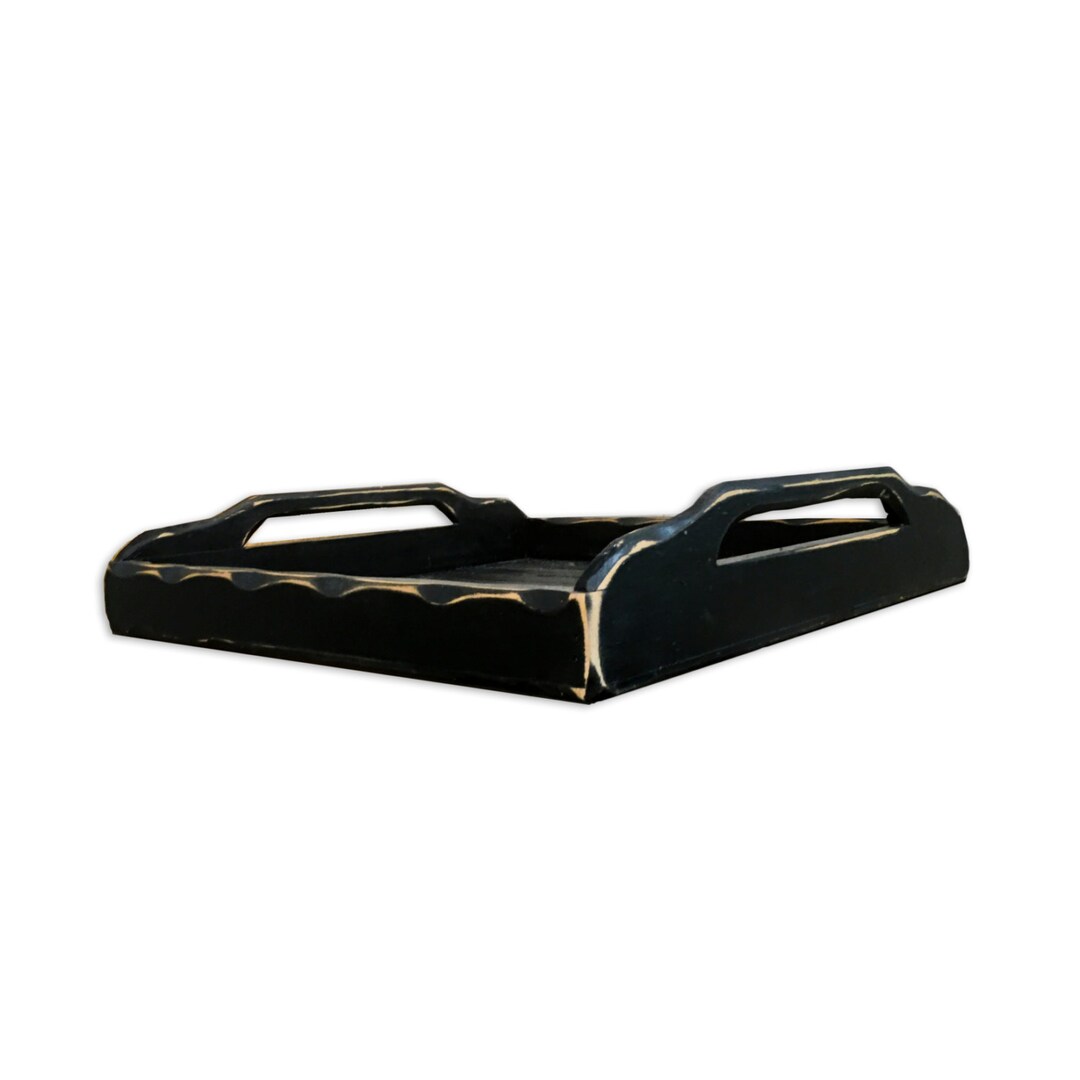 Rustic Wooden Tray. Large Serving Tray. Distressed Wood in Black - Etsy