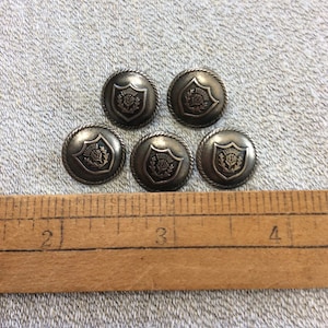 Five Small Brass Colored Metal Traditional Shield Buttons - B1516 - Etsy