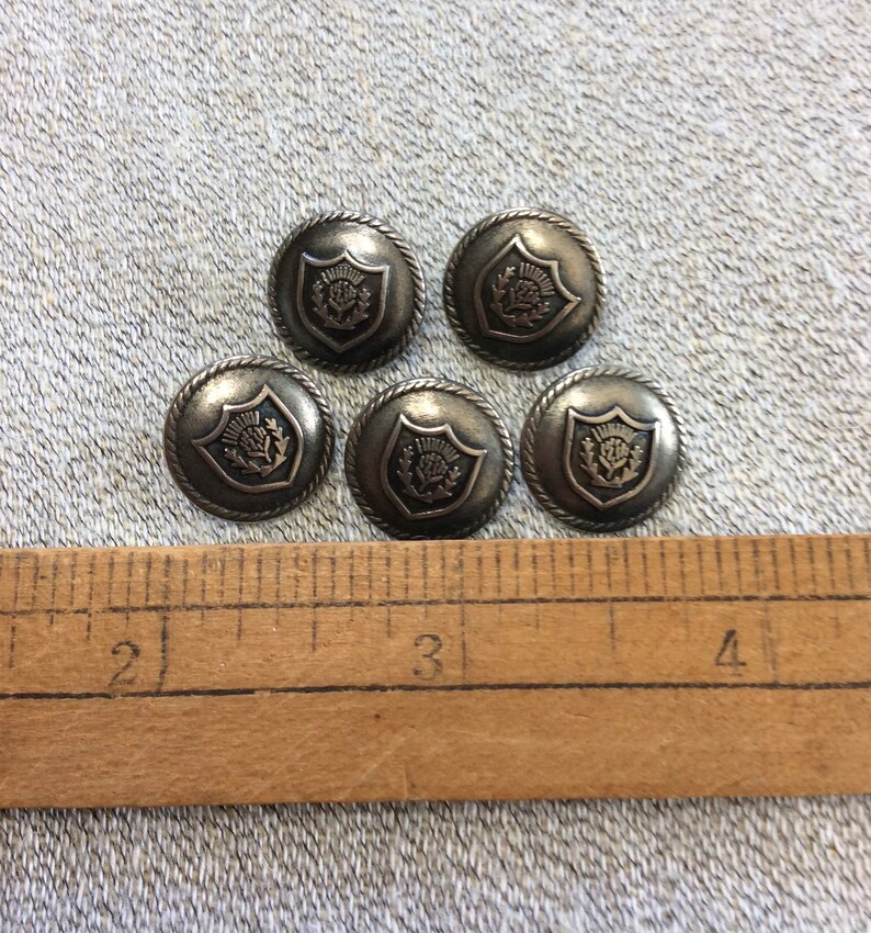 Five Small Brass Colored Metal Traditional Shield Buttons - B1516 - Etsy