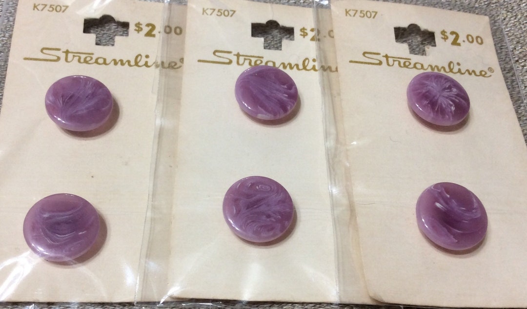 Six Pink Marbled Plastic Streamline Shank Buttons Original Cards B1229 ...