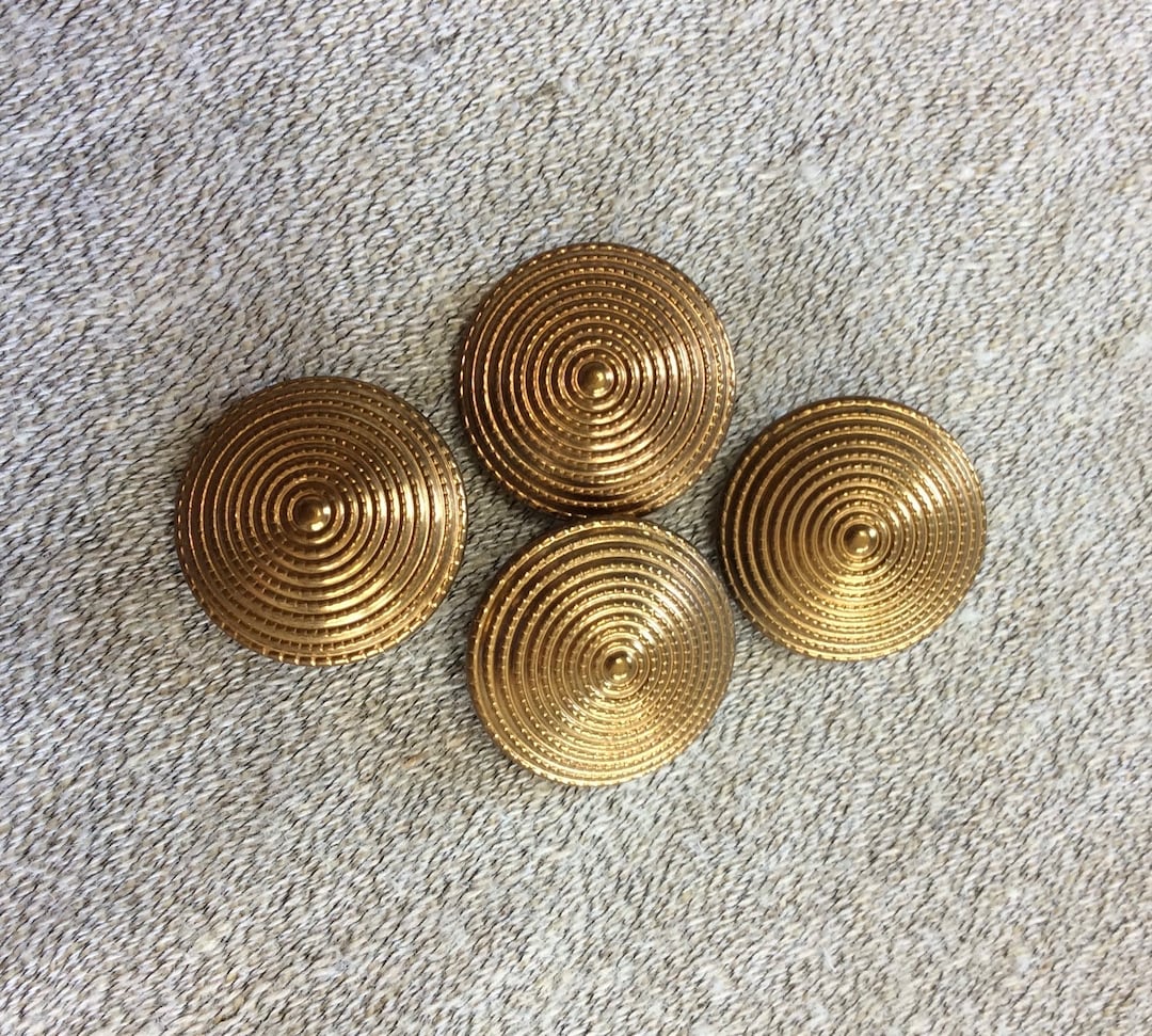 Four Large Textured Vintage Metal Buttons in Antiqued Brass Finish ...