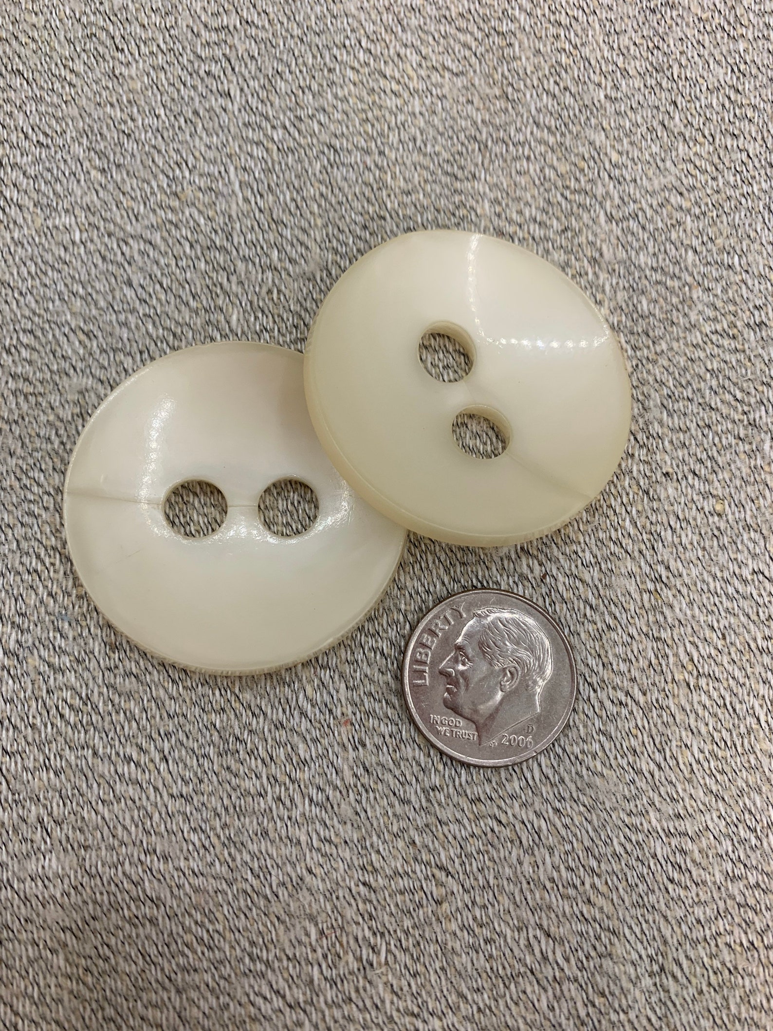 Two Large Round Off-White Buttons with Large Sew Through Holes | Etsy