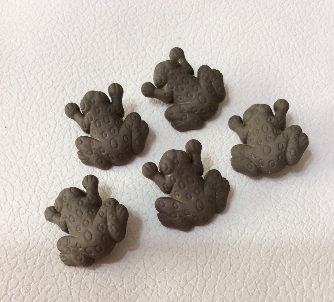 Five Army Green Frog Plastic Buttons With a Matte Finish- Shank Buttons ...