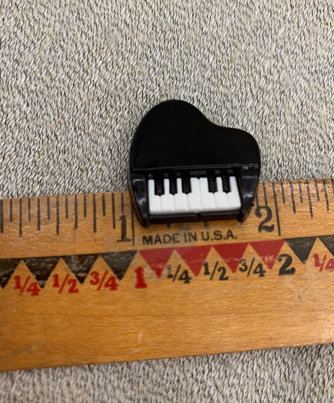 One Medium Size Black and White Plastic Grand Piano Button - Self Shank ...