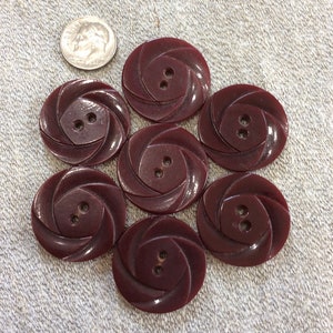 Seven Large Chocolate Brown Vintage Plastic Buttons - Two Hole Sew ...