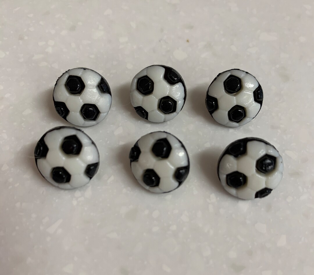 Six Black and White Plastic Soccer Ball Buttons - Shank Buttons BT1147 ...