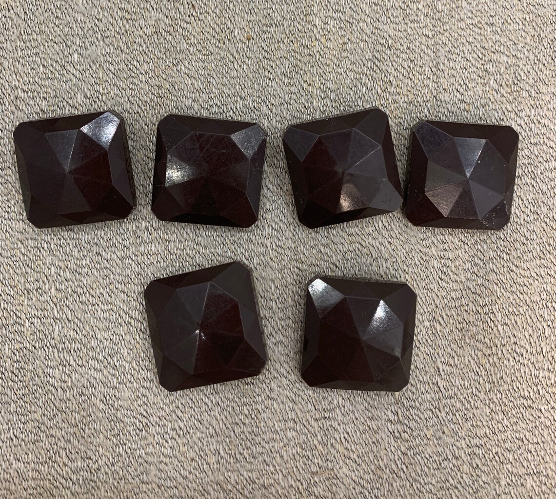 Six Dark Brown Faceted Square Vintage Plastic Buttons B1081 - Etsy