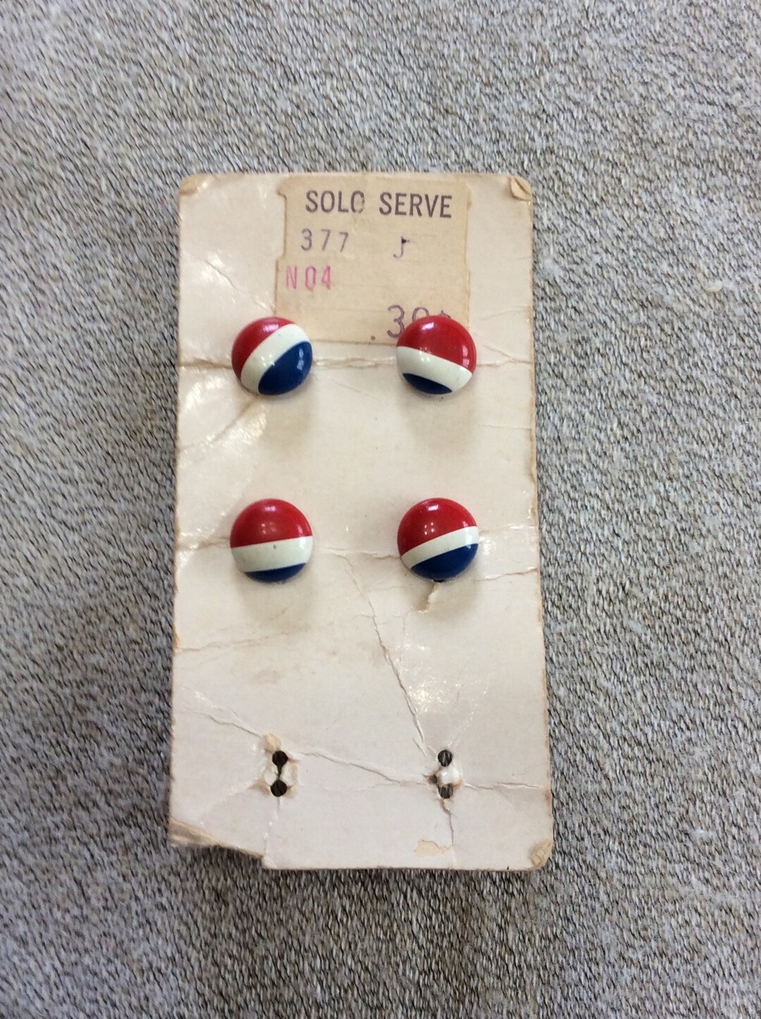 Four Red White and Blue Round Plastic Buttons on Original Card B1469 - Etsy