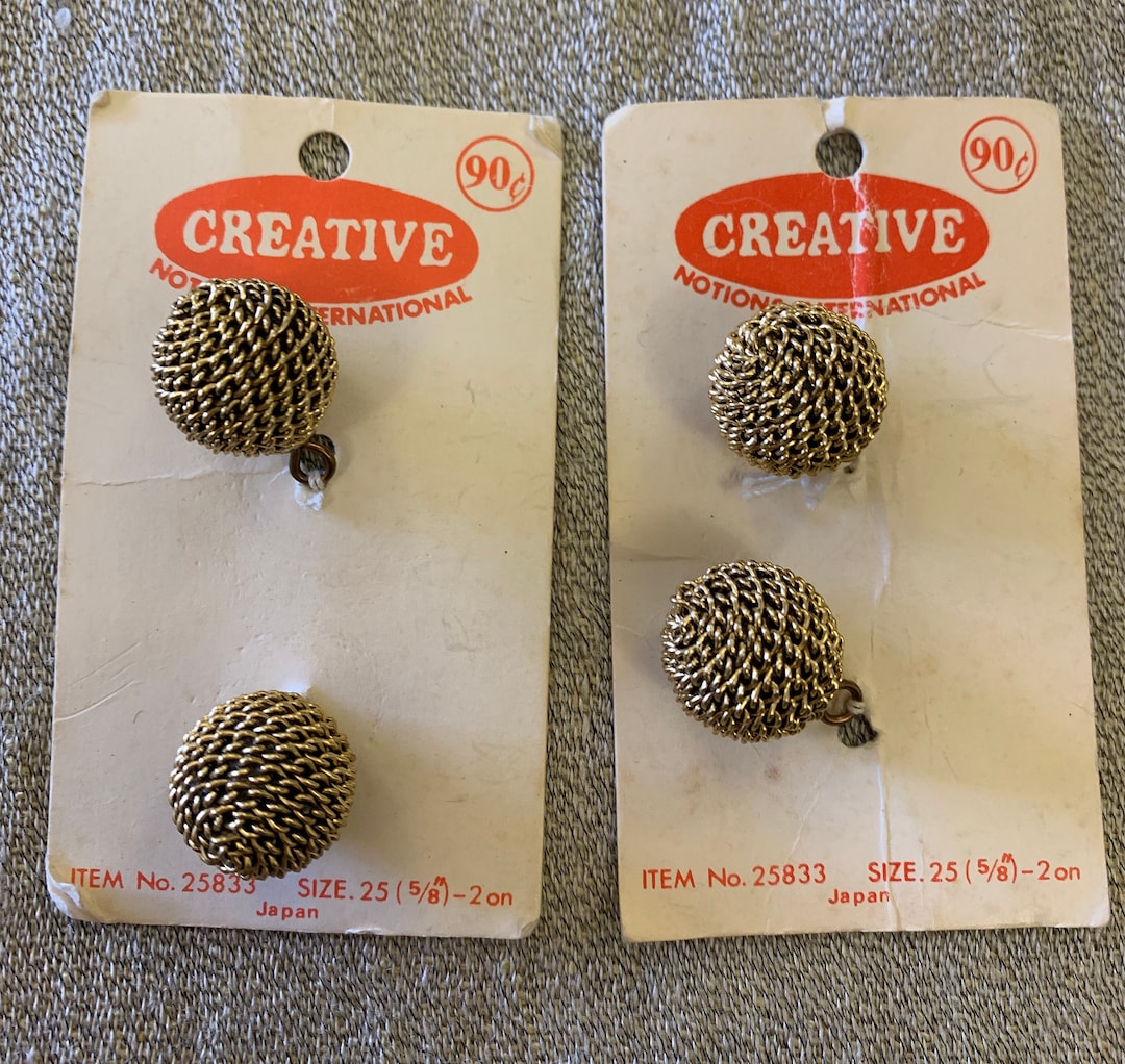 Four Metallic Gold Wire Ball Vintage Buttons - Original Cards- B1255 - Etsy