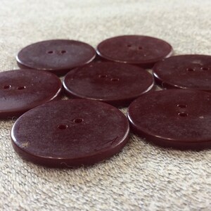Seven Large Chocolate Brown Vintage Plastic Buttons - Two Hole Sew ...