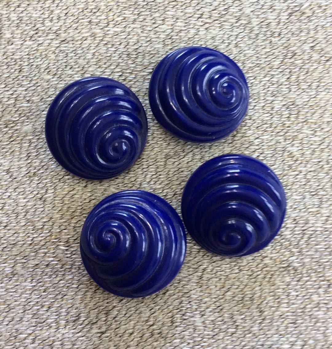 Four Royal Blue Vintage Swirl Buttons - B1414 - Etsy