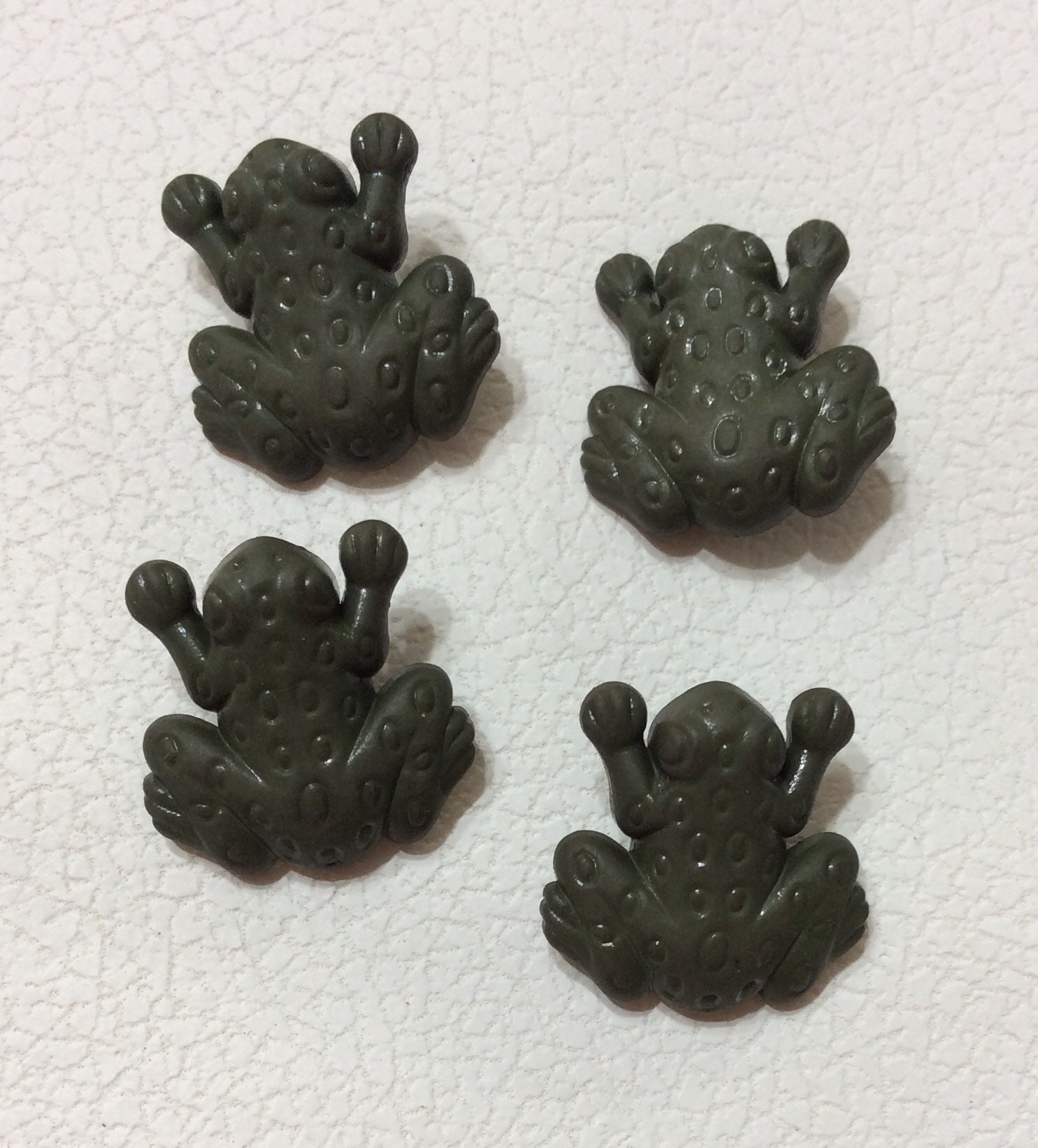 Four Dark Green Frog Toad Plastic Buttons With a Glossy Finish Shank ...