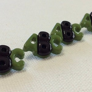 Four Green and Black Plastic ABC Buttons - Shank Buttons BT1159 - Etsy