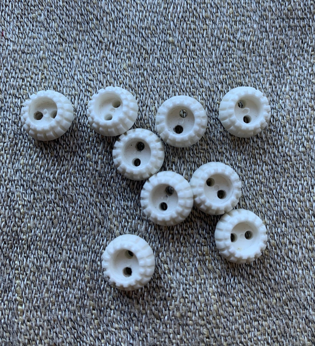 Nine Tiny White Plastic Buttons With Scalloped Edges - B1261 - Etsy