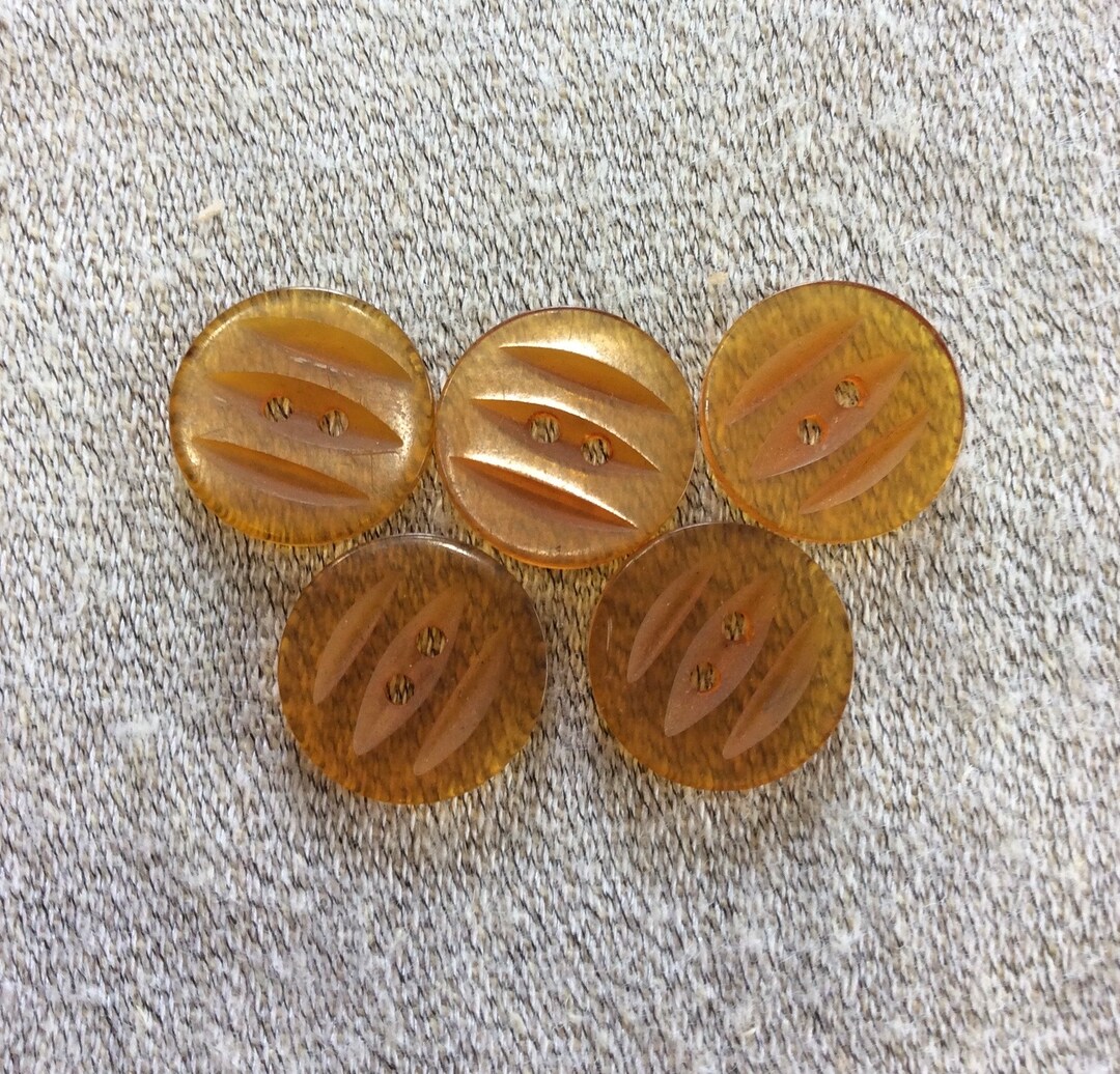 Five Vintage Round Translucent Amber Colored Plastic Buttons - B1432 - Etsy