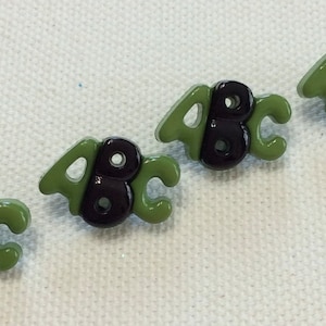 Four Green and Black Plastic ABC Buttons - Shank Buttons BT1159 - Etsy