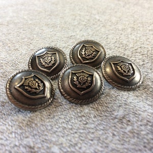 Five Small Brass Colored Metal Traditional Shield Buttons - B1516 - Etsy