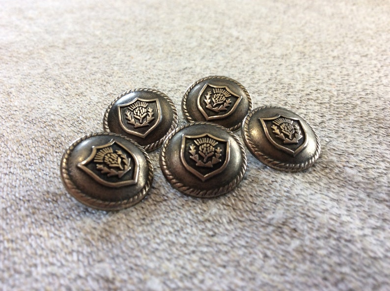 Five Small Brass Colored Metal Traditional Shield Buttons - B1516 - Etsy