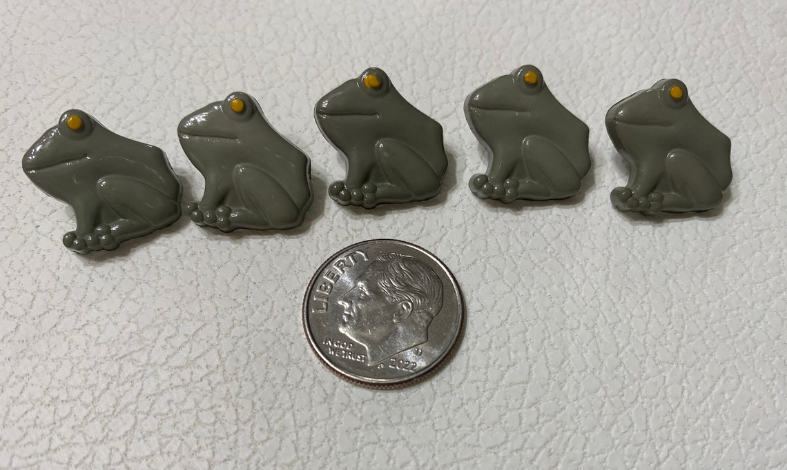Five Gold Frog Plastic Buttons With a Glossy Finish- Shank Buttons ...