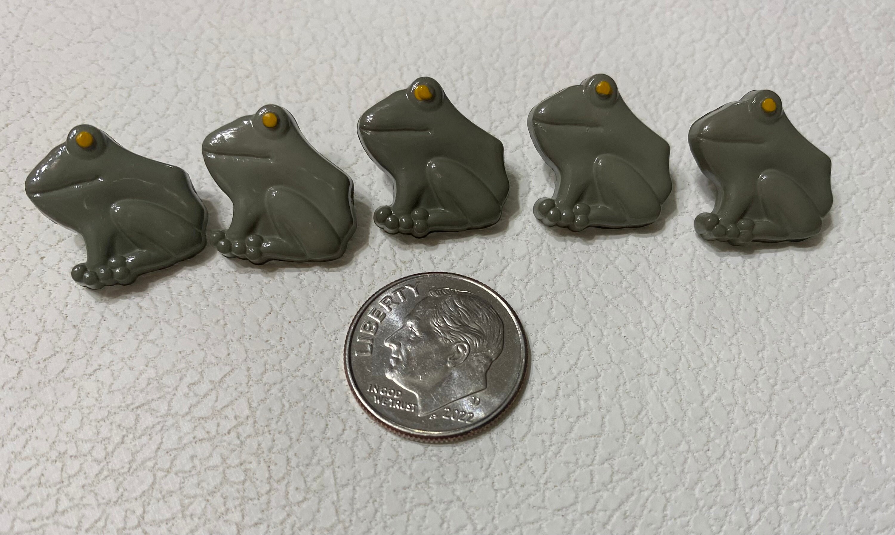 Five Gold Frog Plastic Buttons With a Glossy Finish- Shank Buttons ...