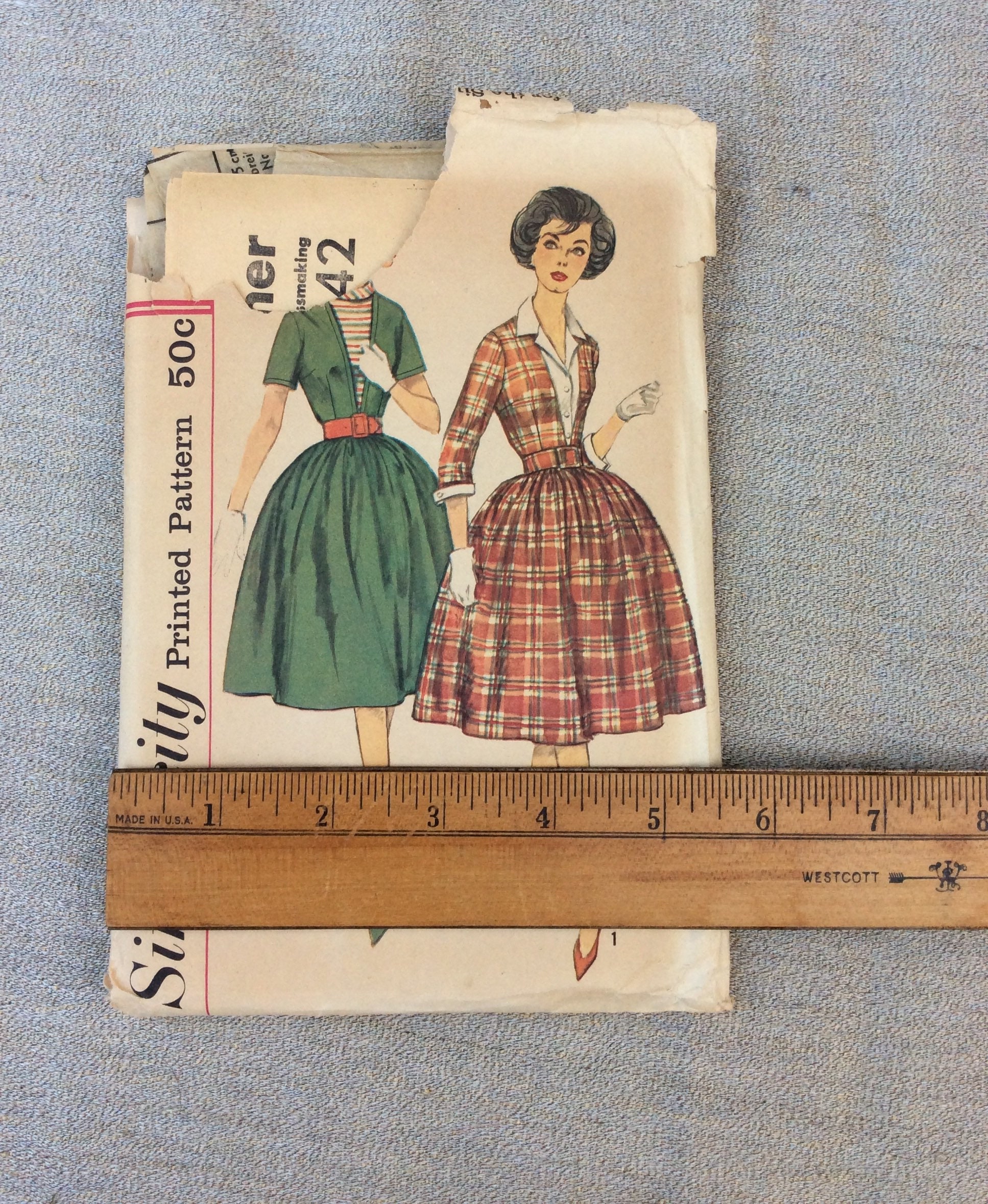Vintage Simplicity Pattern 3542 Womens Dress With Dickey - Etsy UK