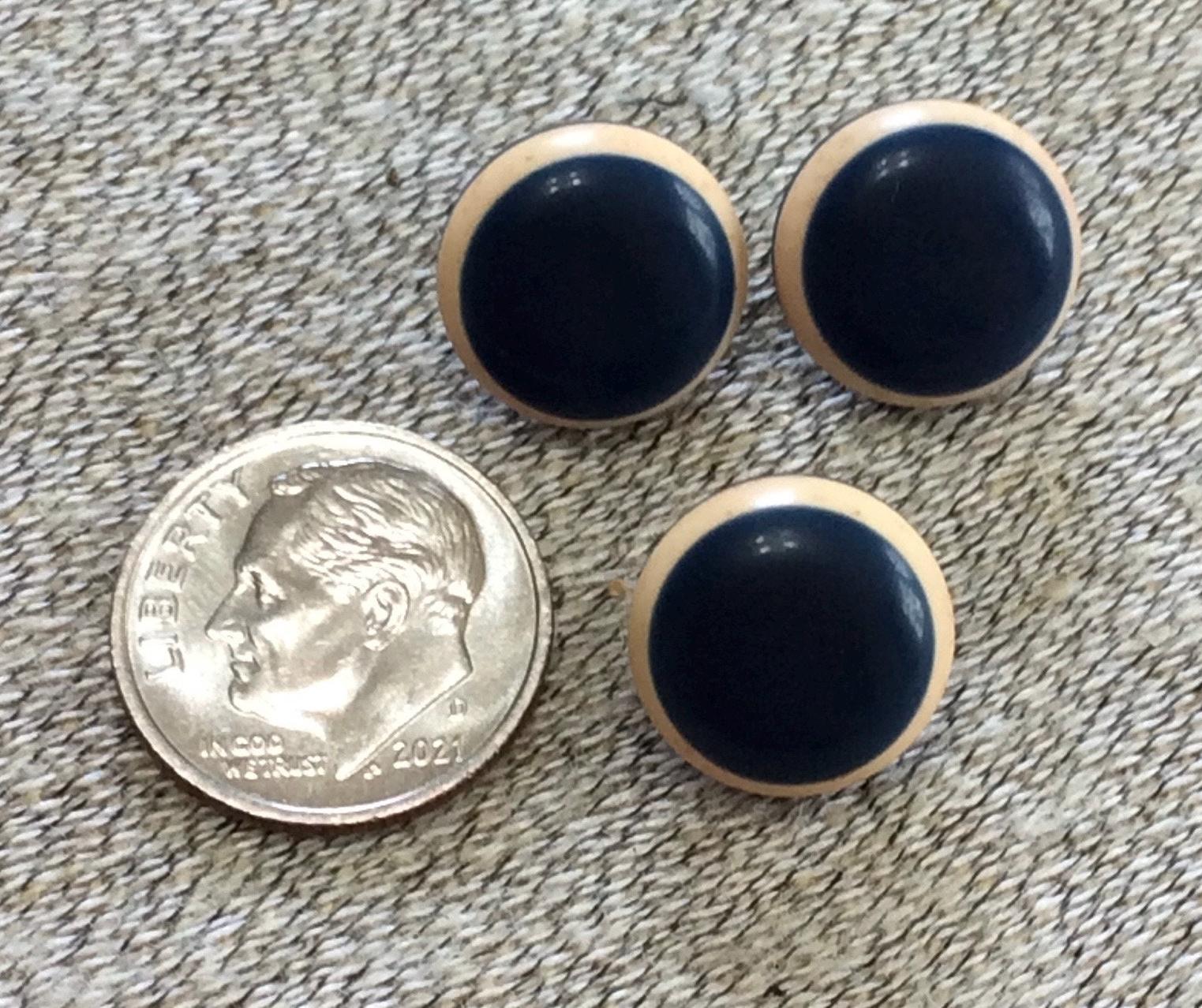 Set of Three Vintage Navy Blue and off White Plastic Buttons B1409 - Etsy
