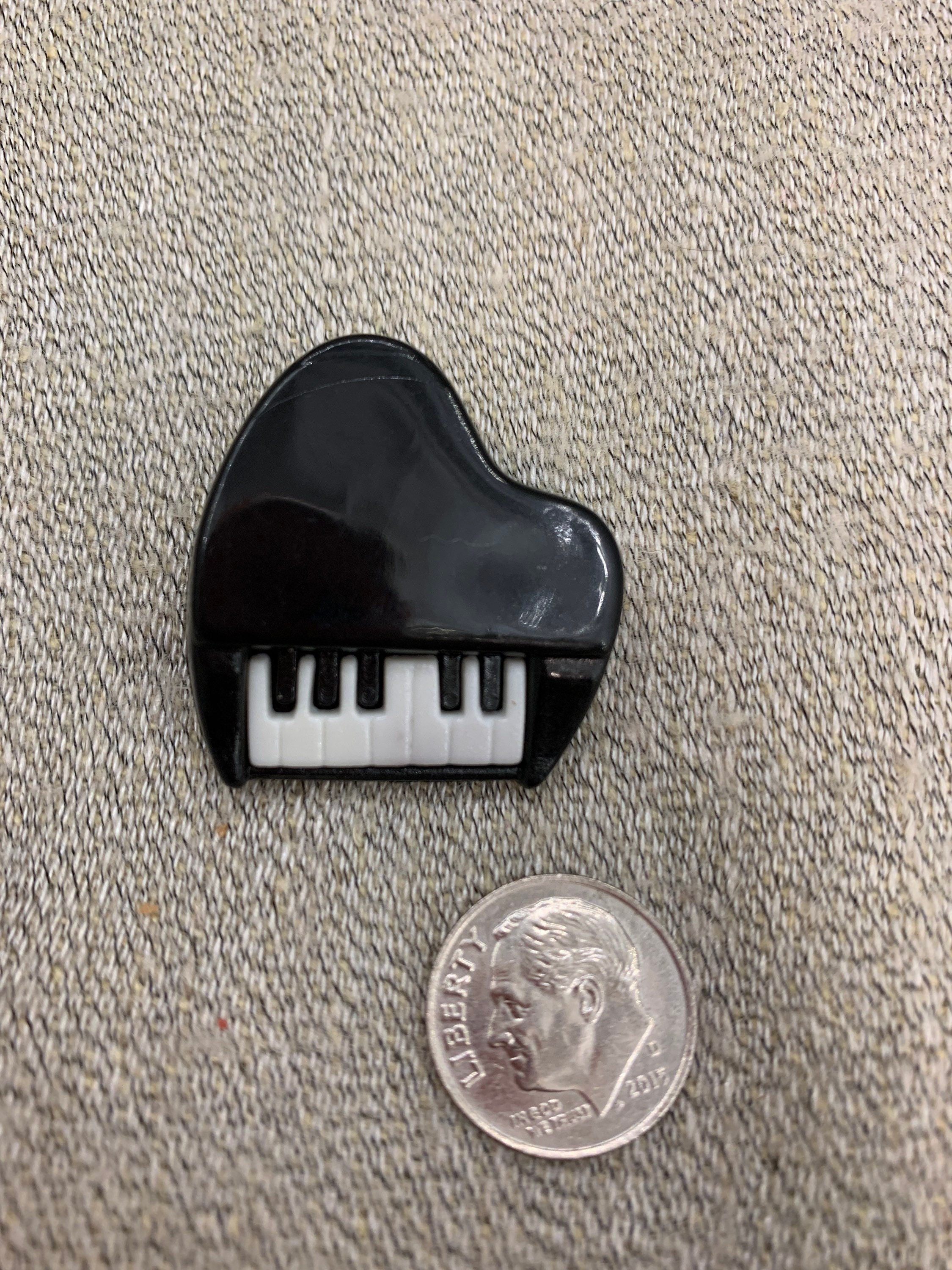 One Large Plastic Black and White Grand Piano Button Self Shank B1121 ...