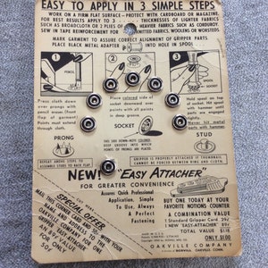 Vintage Scoville Gripper Snap Fasteners on Original Card - Etsy Australia