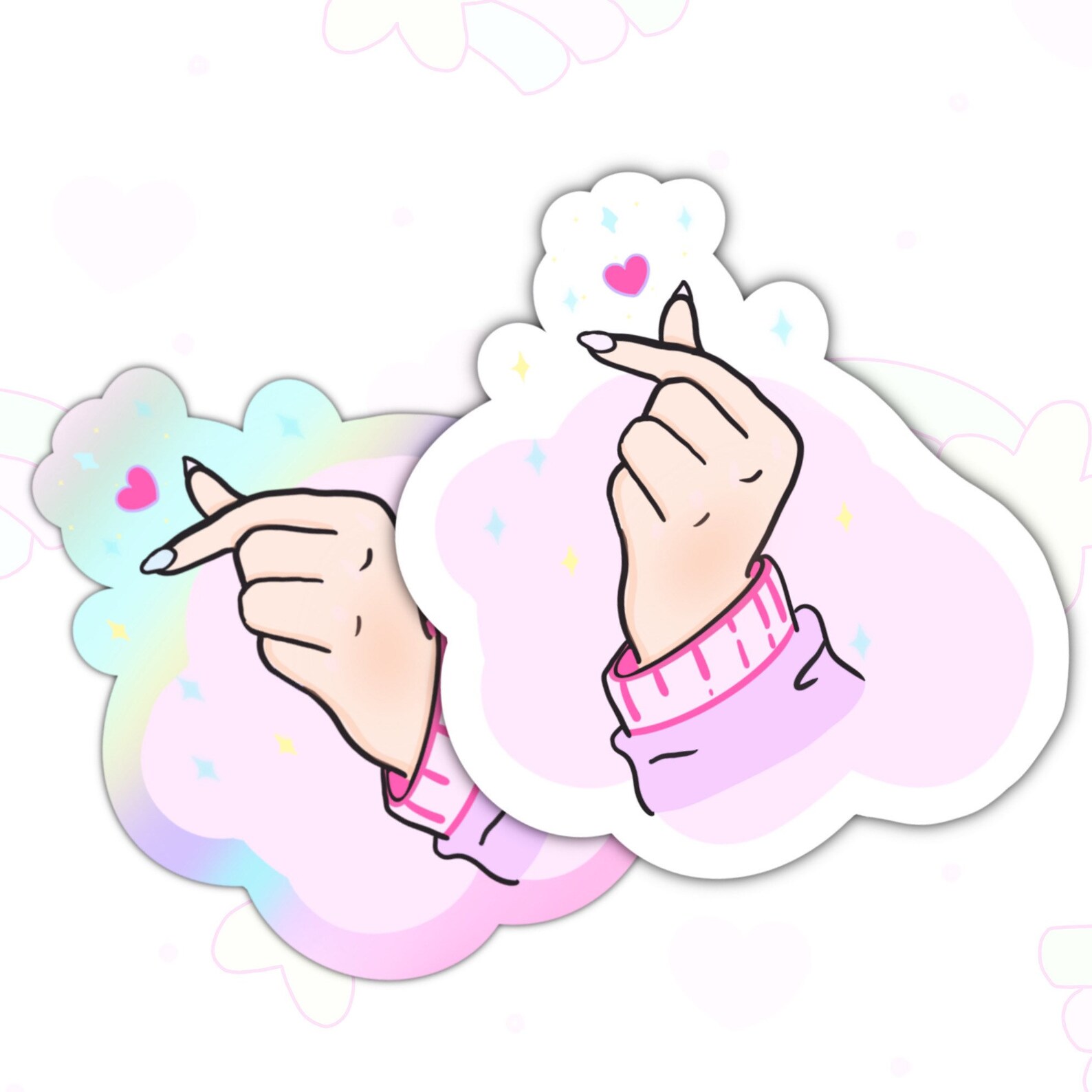 Saranghae Finger Heart Sticker | Etsy