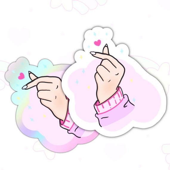 Saranghae Finger Heart Sticker | Etsy