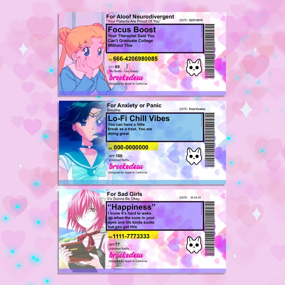 Anime Script Bottle Labels RX Label Stickers Prescription - Etsy