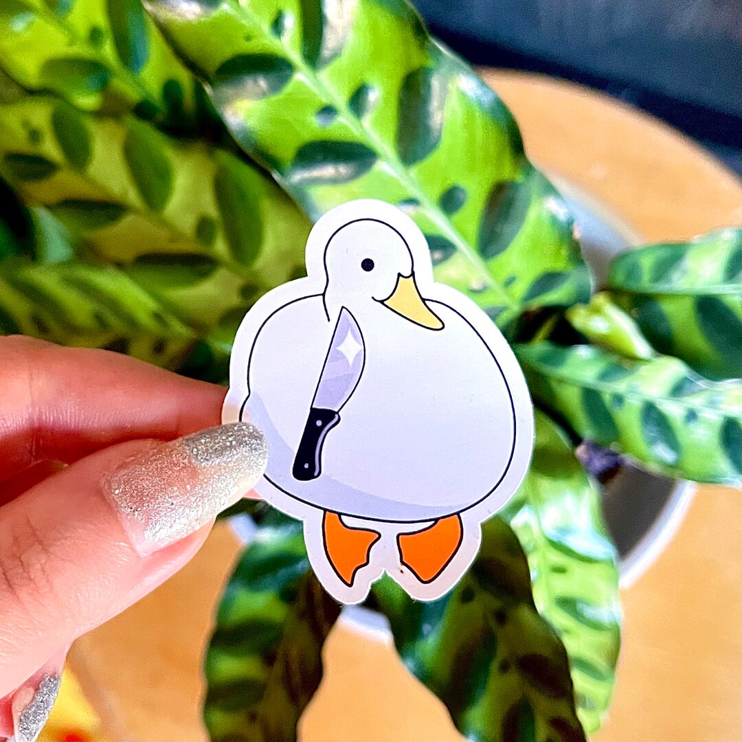 Chonky Duck With Knife Sticker - Matte Vinyl Sticker - Etsy