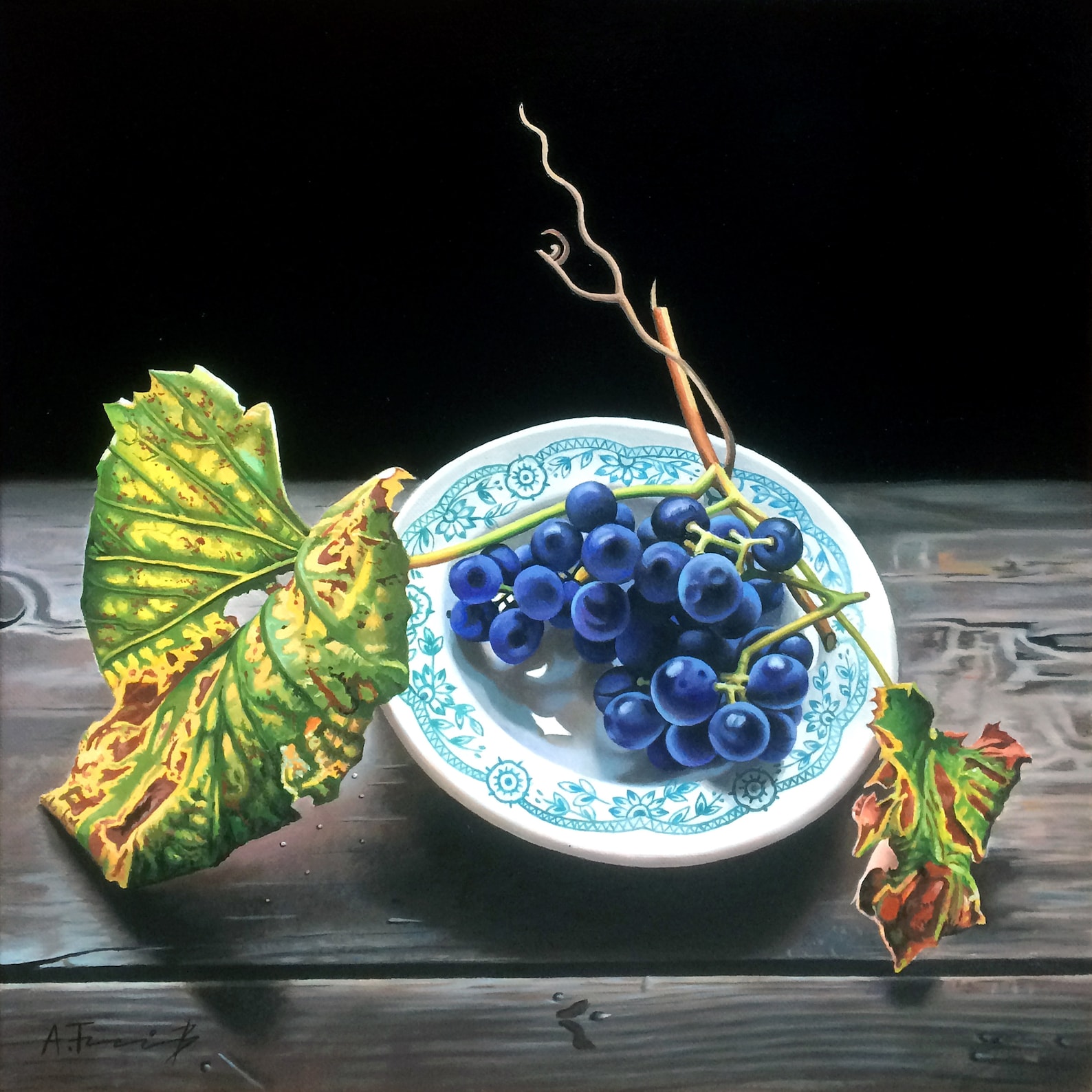 Still Life With Grapes, Original Oil Painting, Still Life, Realism ...