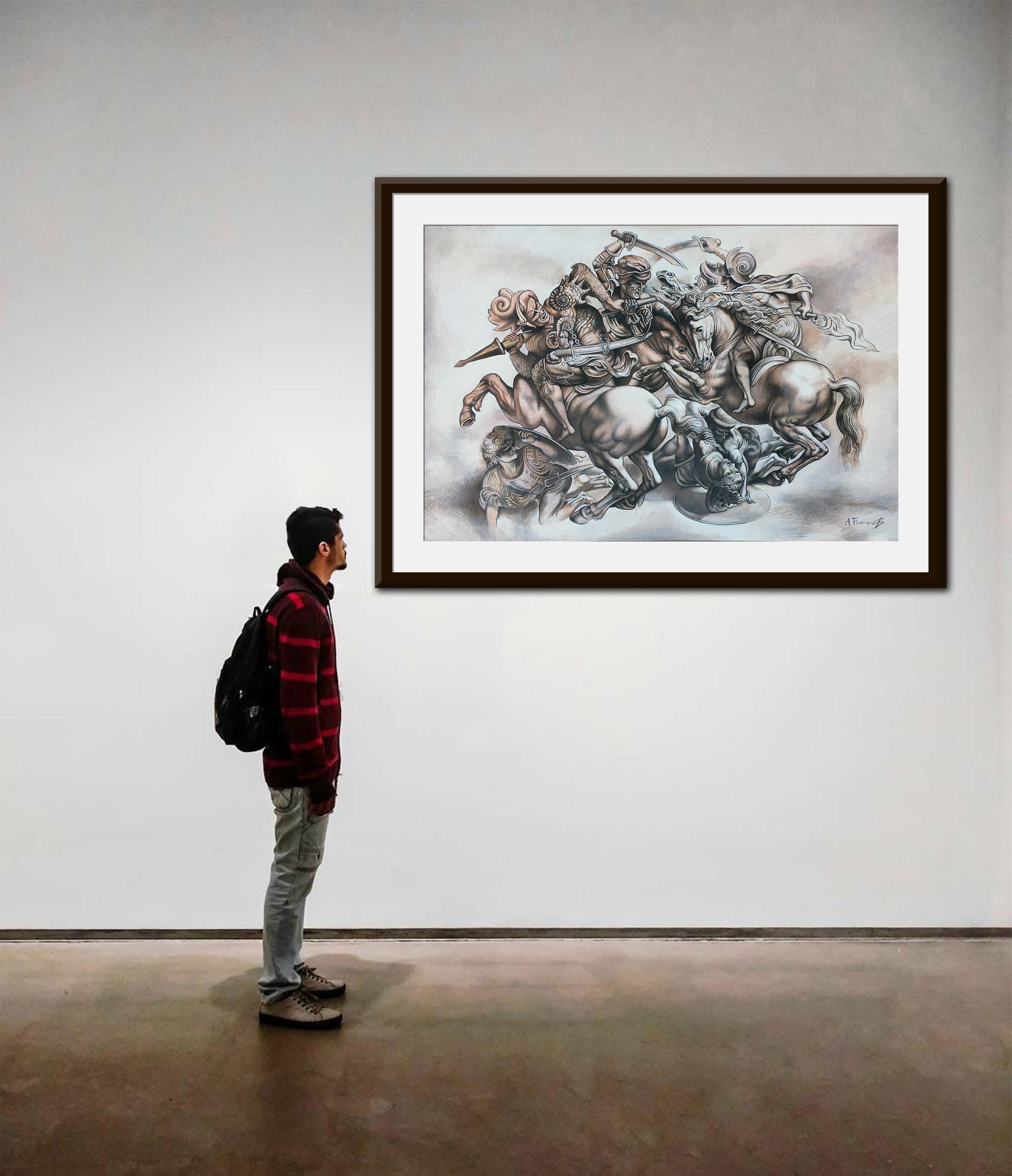 The Battle of Anghiari, Original Oil Painting, Hyperrealism, Realism - Etsy